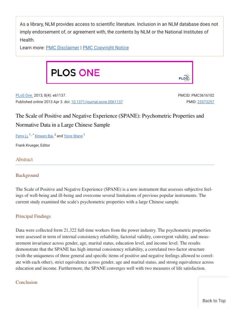 The Scale of Positive and Negative Experience (SPANE) - Psychometric ...