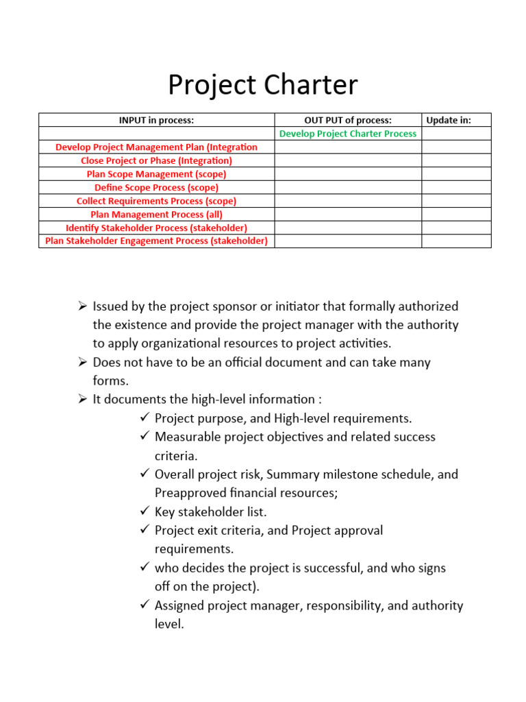 Project Charter | PDF | Business | Finance & Money Management