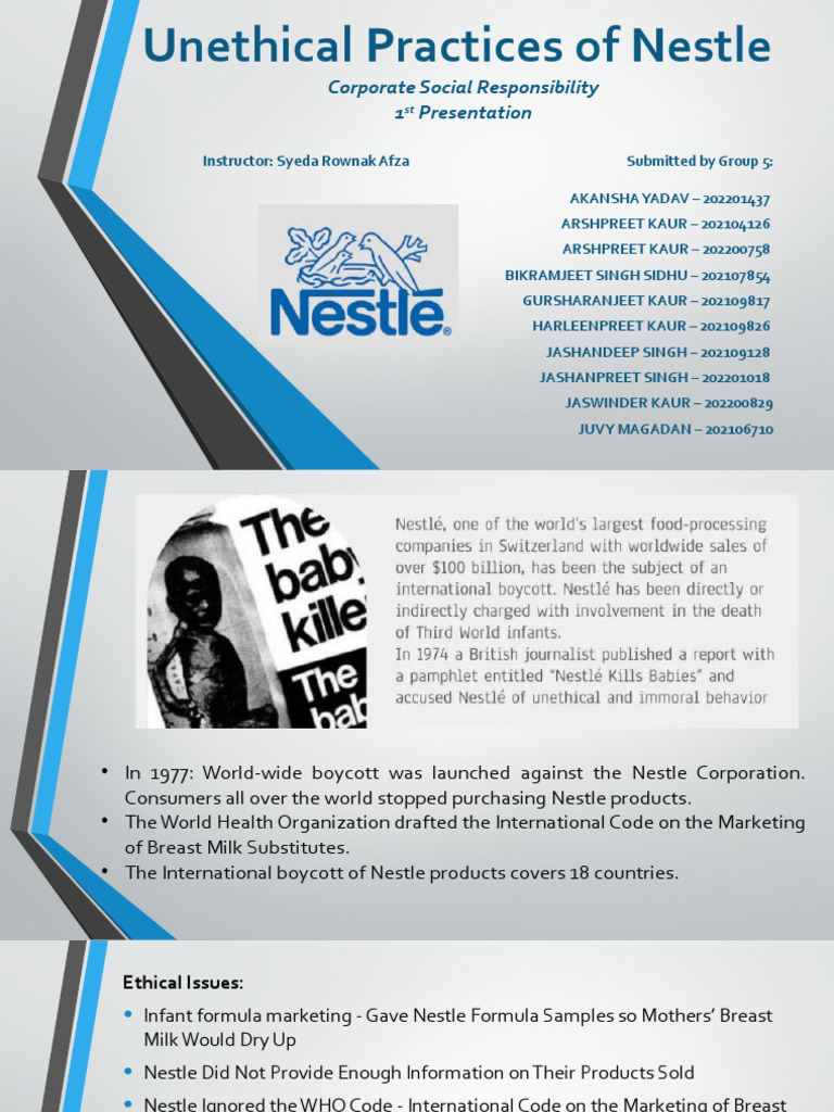 CSR & Nestlé's Ethical Challenges | PDF | Infant Formula | Breastfeeding