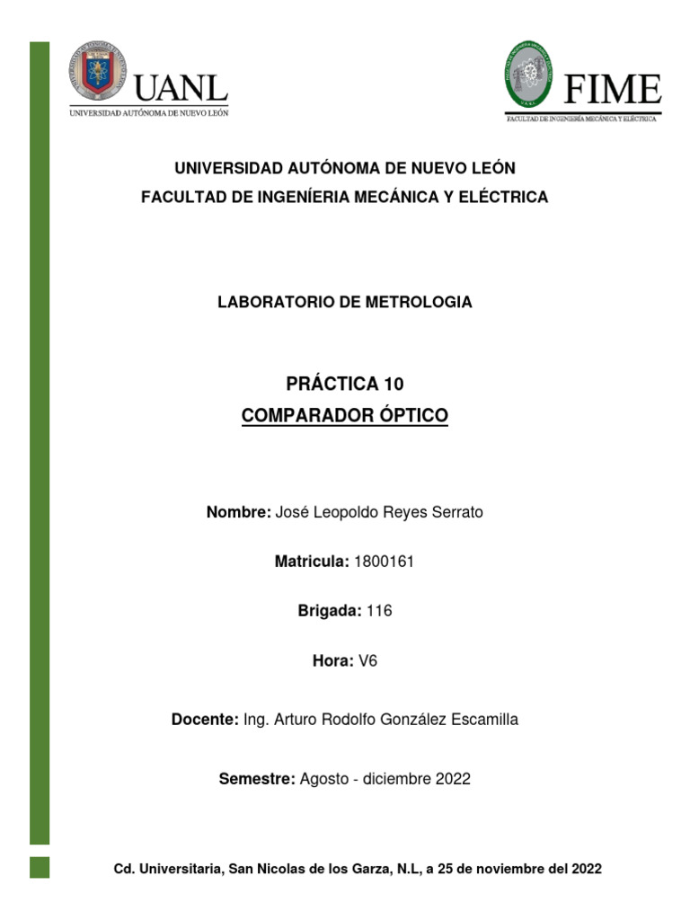 Práctica 10 Comparador Óptico: Cd. Universitaria, San Nicolas de Los ...