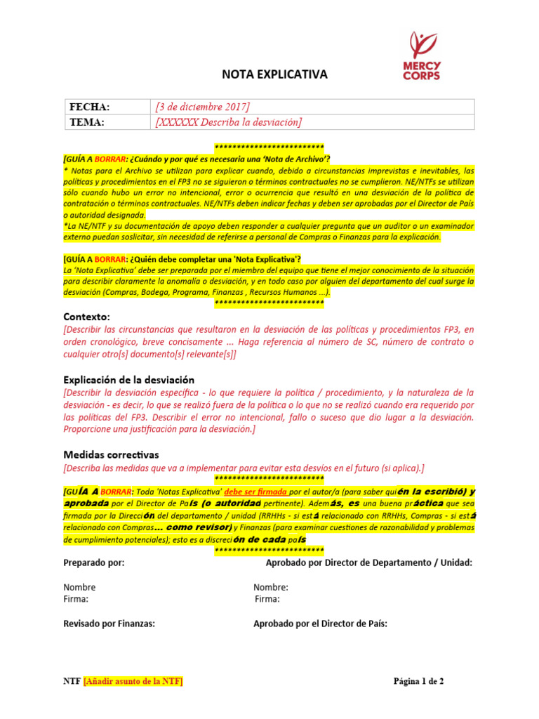 Nota Explicativa | PDF | Negocios | Finanzas y dinero