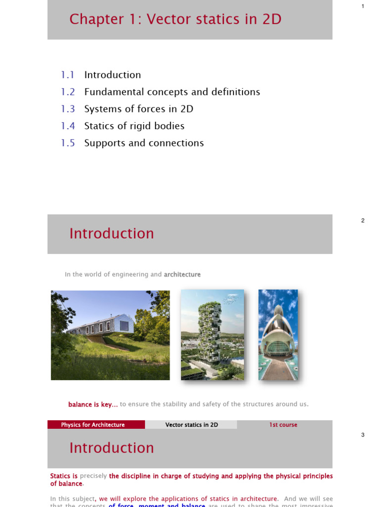 2D Vector Statics for Architecture | PDF | Force | Euclidean Vector