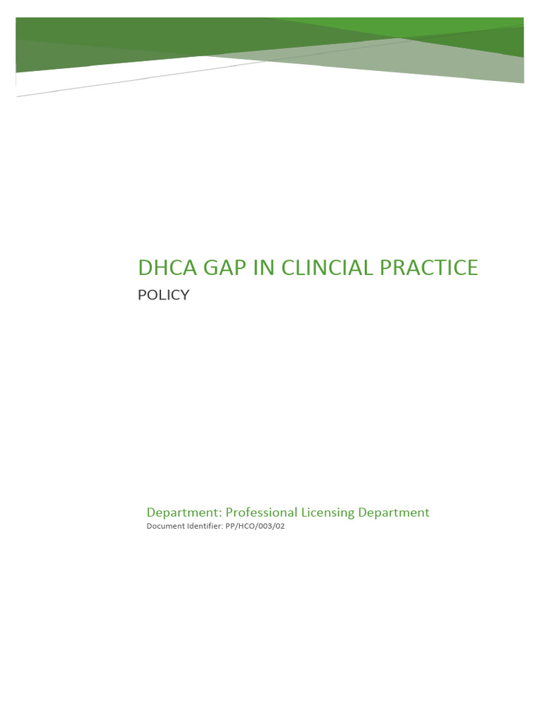 DH CA Policy For A Gap in Clinical Practice | PDF | Health Care | Medicine