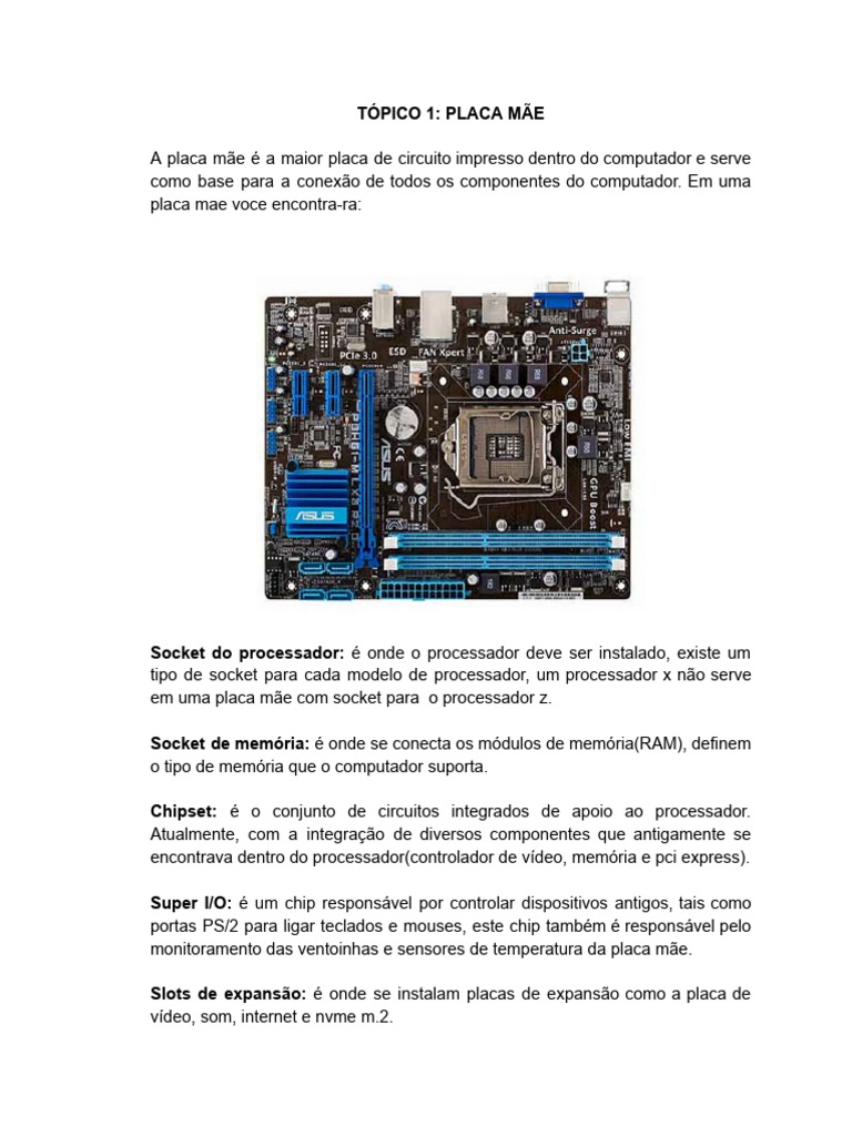 Componentes e Tipos de Placas Mãe | PDF | Unidade central de ...