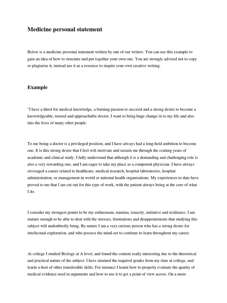 Medicine Personal Statement | PDF | Medicine | Physician