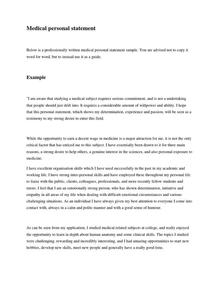 Medical Personal Statement Example | PDF | Social Psychology | Psychology