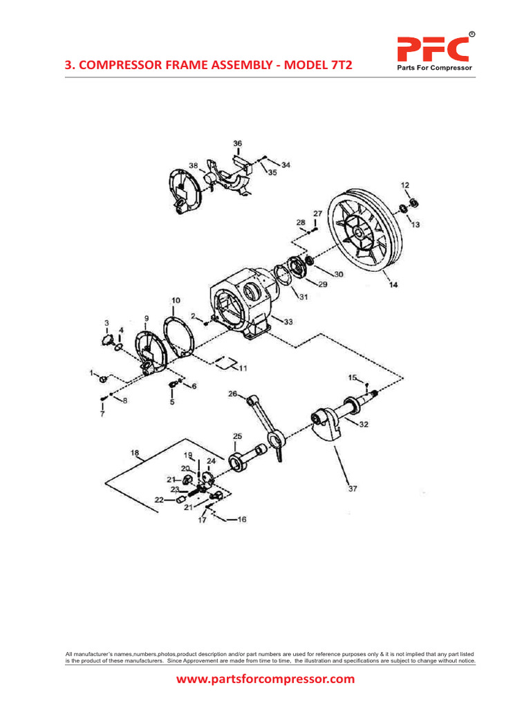 Compressor Frame Assembly Model 7T2 Parts | PDF | Manufactured Goods ...