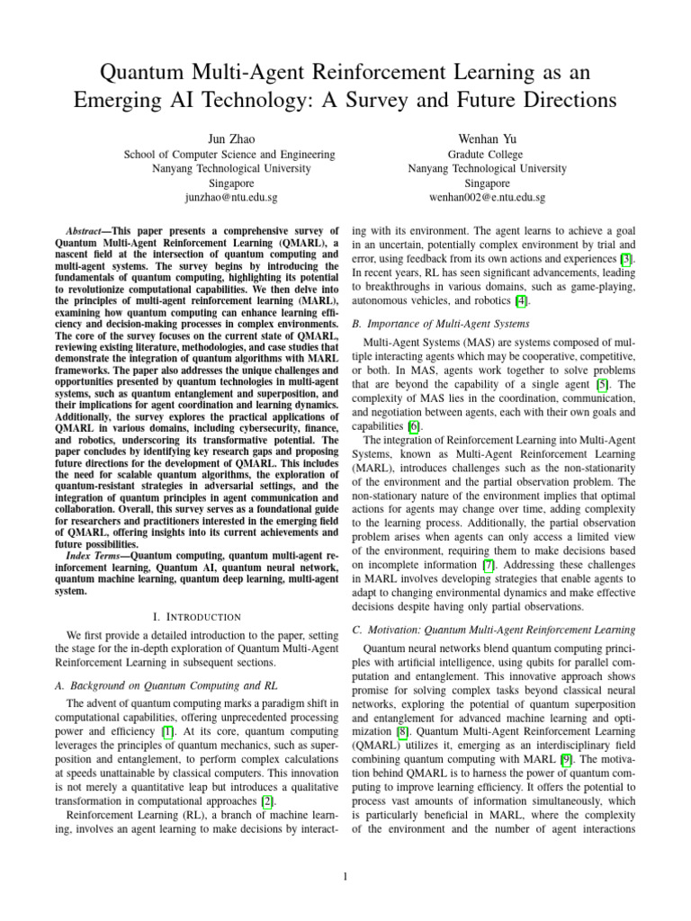 Quantum Multi Agent Reinforcement Learning With Wenhan | PDF | Quantum Computing | Computing