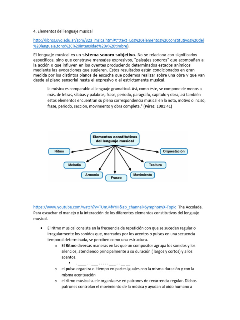 4 Elementos Del Lenguaje Musica RITMO | PDF | Ritmo | Composiciones Musicales
