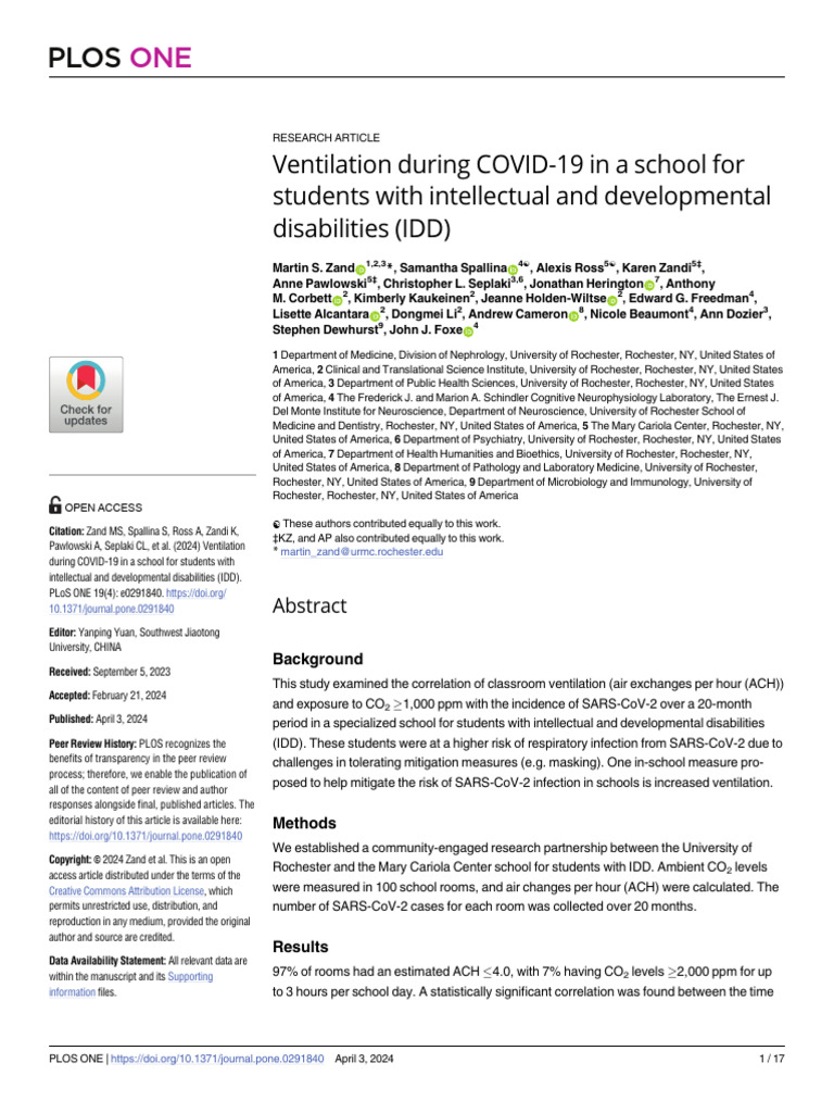 PLOS Journal 0291840 | PDF | Ventilation (Architecture)