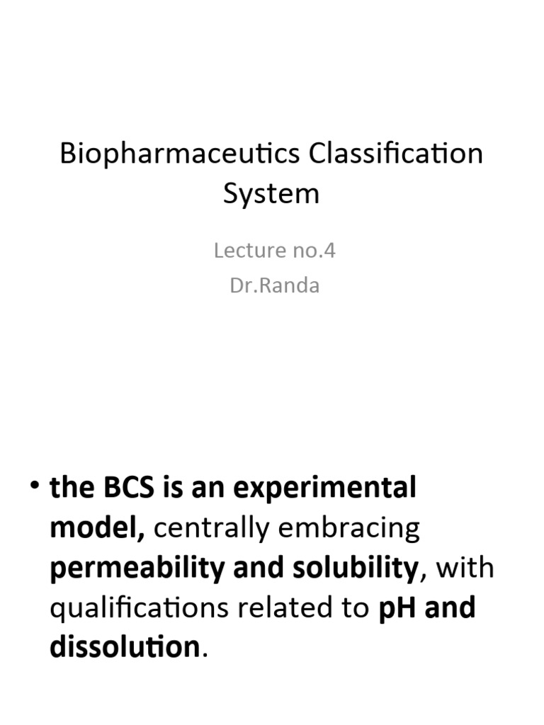 Biopharmaceutics Classification System | PDF | Bioavailability ...