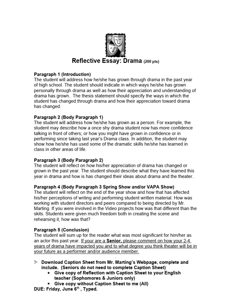 End of the Year Reflective Essay- Drama | PDF