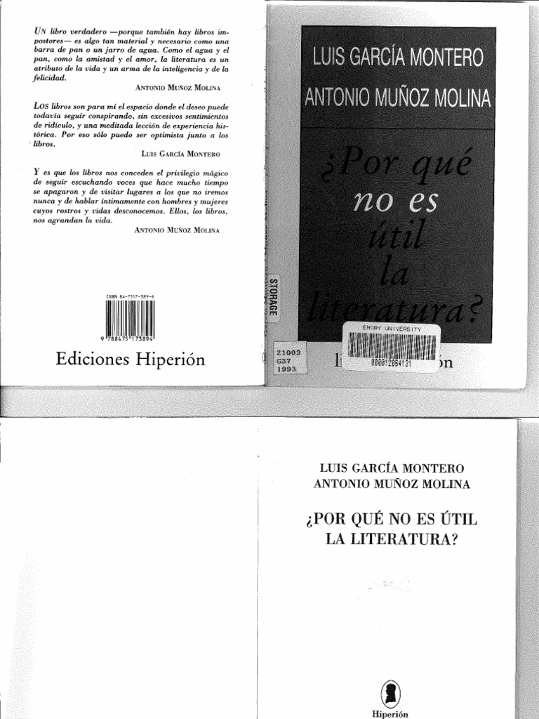 García Montero, Luis - Por Qué No Es Útil La Literatura | PDF