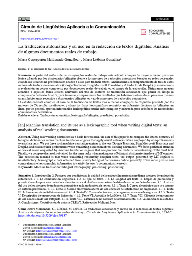 La Traducción Automática y Su Uso en La Redacción de Textos Digitales ...