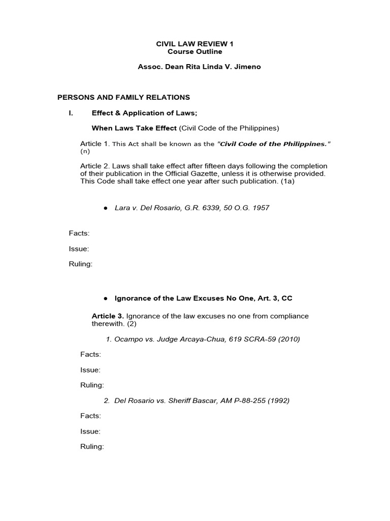 Civil Law Rev1 - Couse Outline in Persons and Family Relations | PDF ... Civil Law Rev1 - Couse Outline in Persons and Family Relations | PDF ...