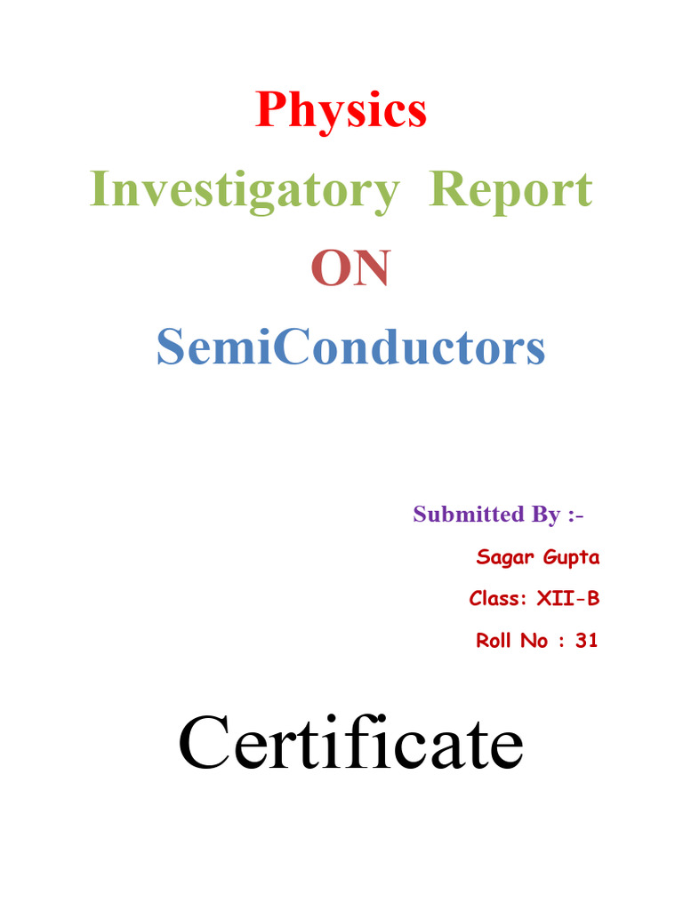 Project On Semiconductors | PDF | Semiconductors | Electrical Resistivity And Conductivity