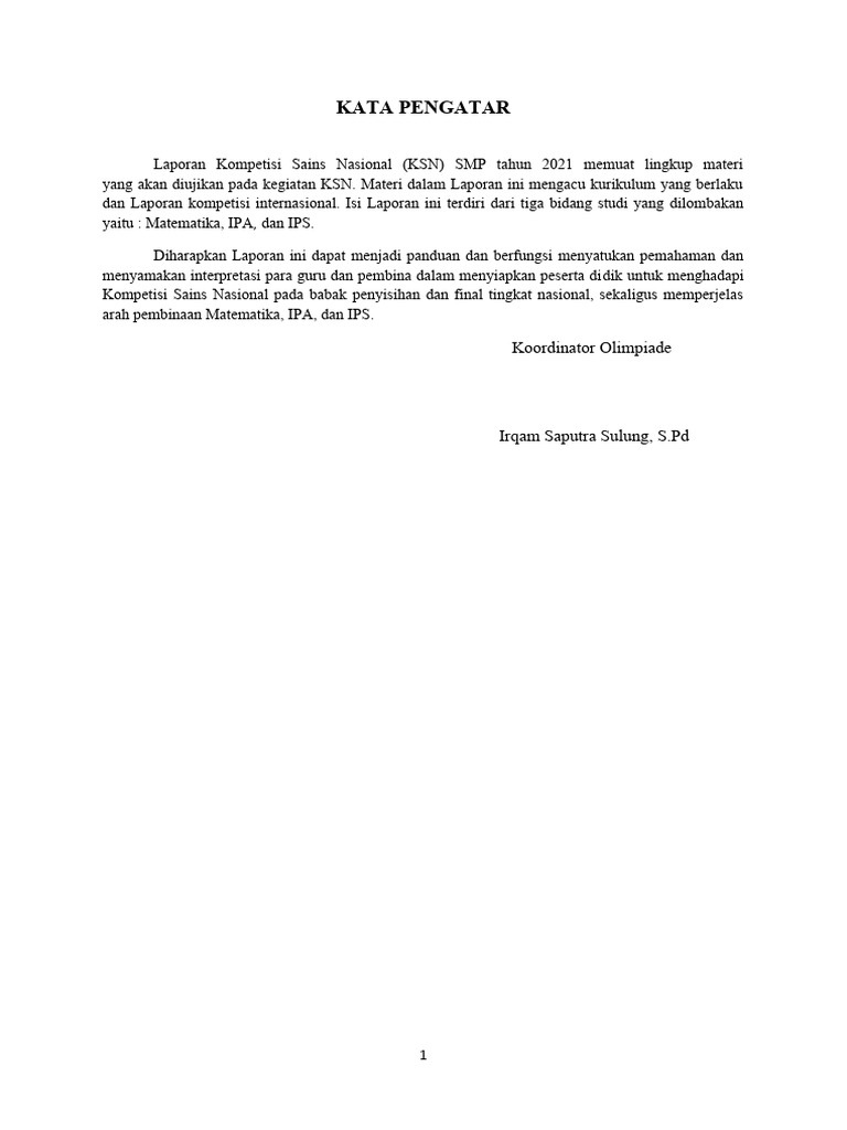 Laporan KSN SMP 2021 | PDF