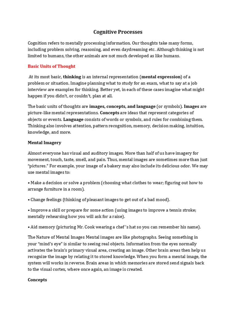 Cognitive Processing | PDF | Thought | Mental Image