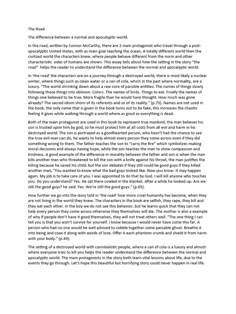 Literary Analysis The Road by Connor McCarthy - Bram Vonden Hoff | PDF ...