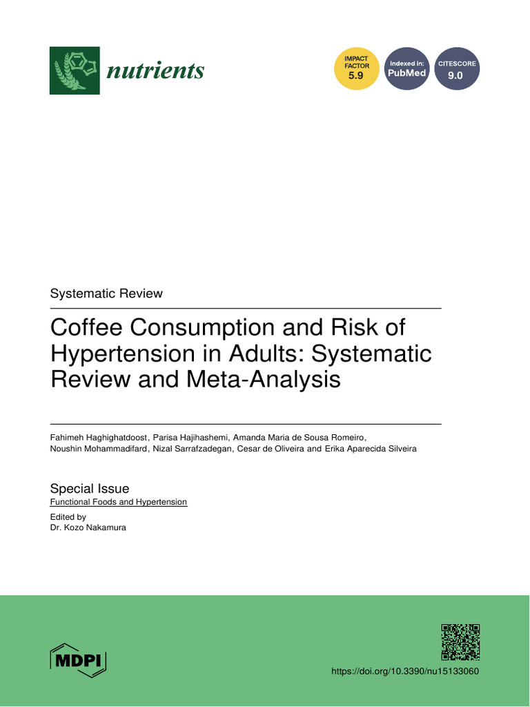 Coffee Consumption and Risk of Hypertension in Adults Systematic Review ...