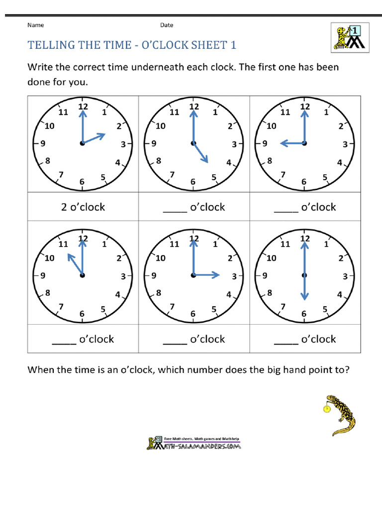 Time Half Past o Clock | PDF