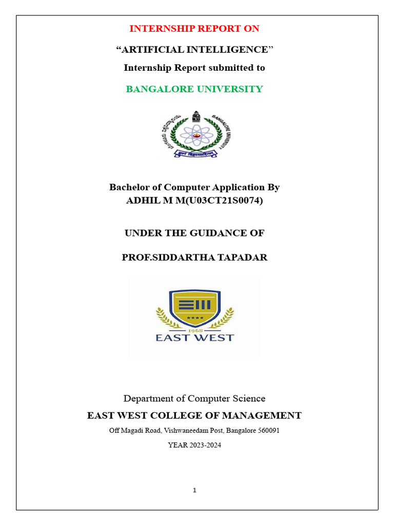 Internship Report on AI at YHills Edutech | PDF | Educational ...