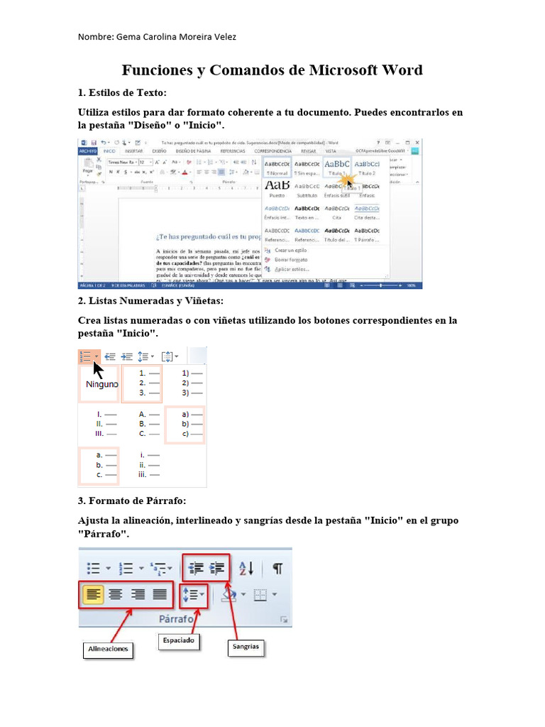 Funciones y Comandos de Microsoft Word | PDF