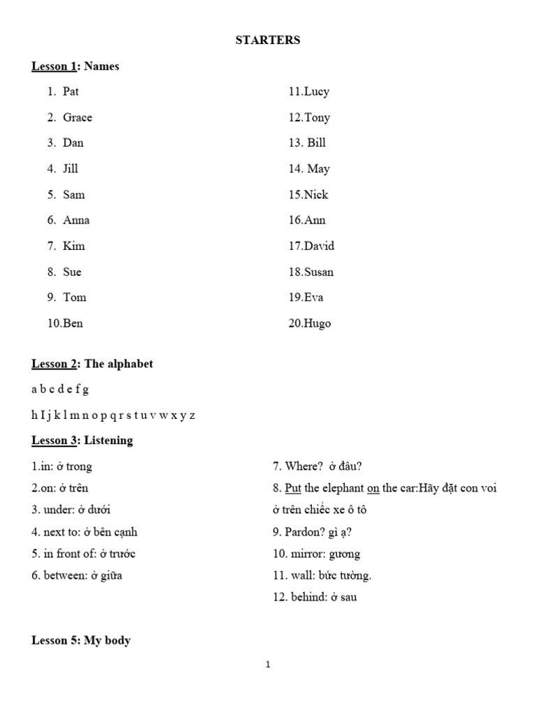 Starters Writing B | PDF