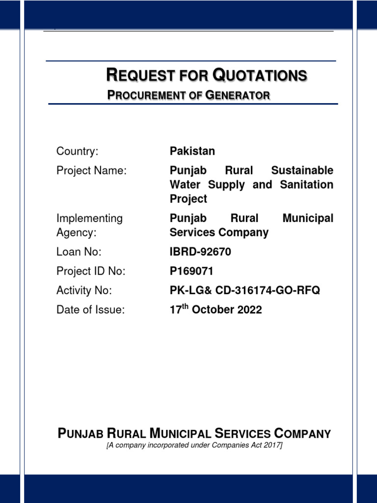 Request For Quotations - Generators Amended | PDF | Taxes | Prices