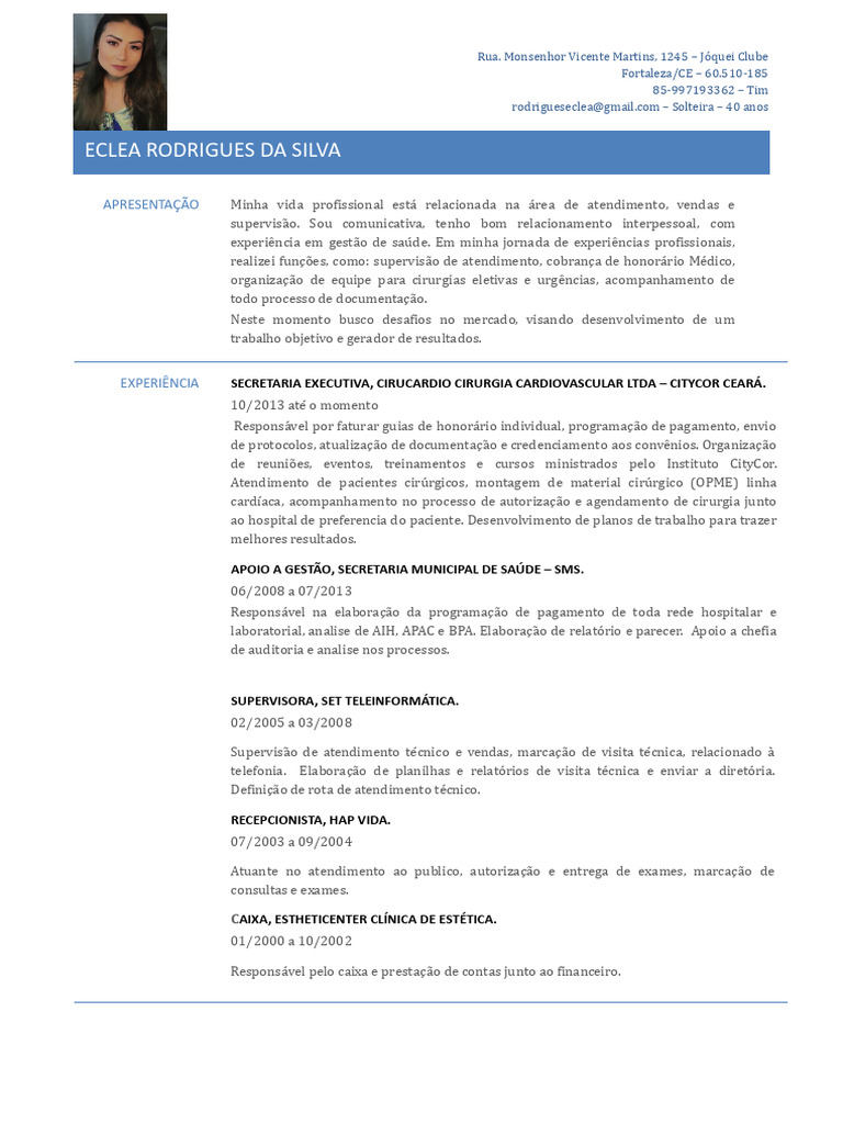Curriculo Eclea Rodrigues Da Silva | PDF