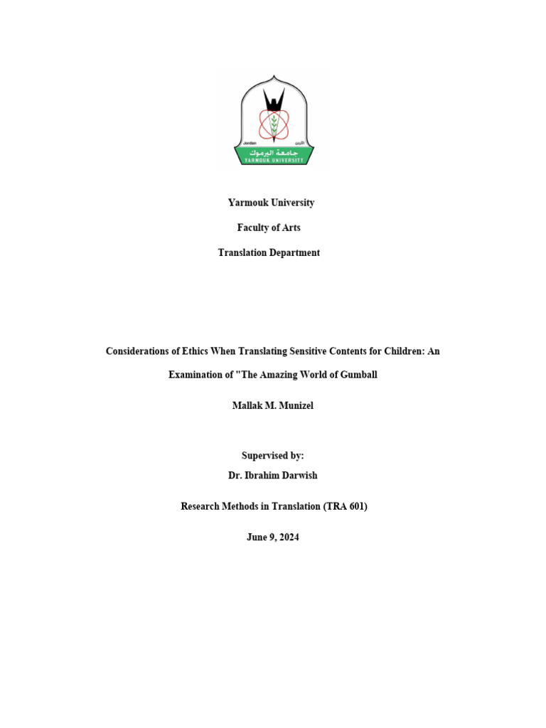 Yarmouk University (2) .Docx Sadaf | PDF | Translations | Communication