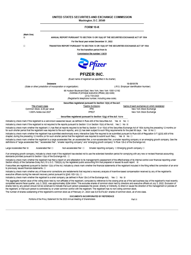 PFE 10k 2023 | PDF | Form 10 K | Risk