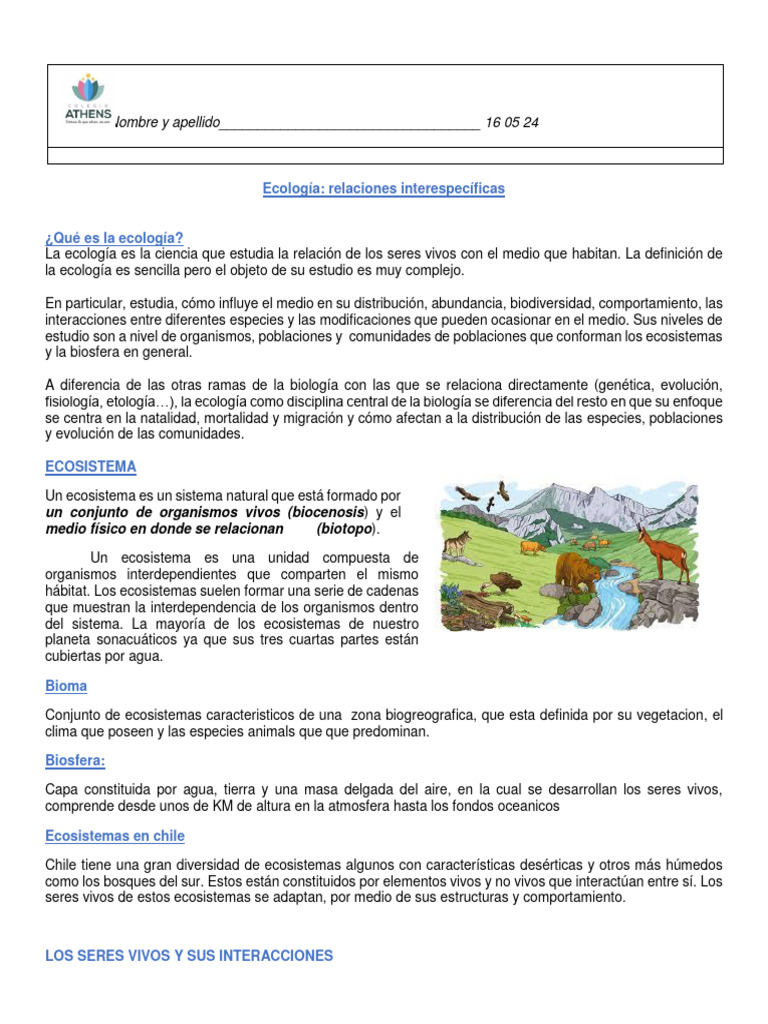 Interacciones Ecológicas en Ecosistemas | PDF | Ecología | Ecosistema