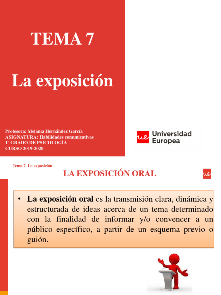 Tema 7. La Exposición | PDF | Estudios de idiomas extranjeros | Arte