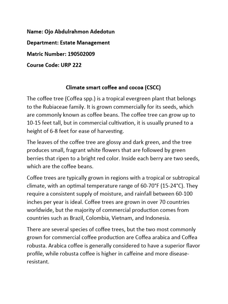 Climate Smart Coffee and Cocoa Project | PDF | Cocoa Bean | Agriculture