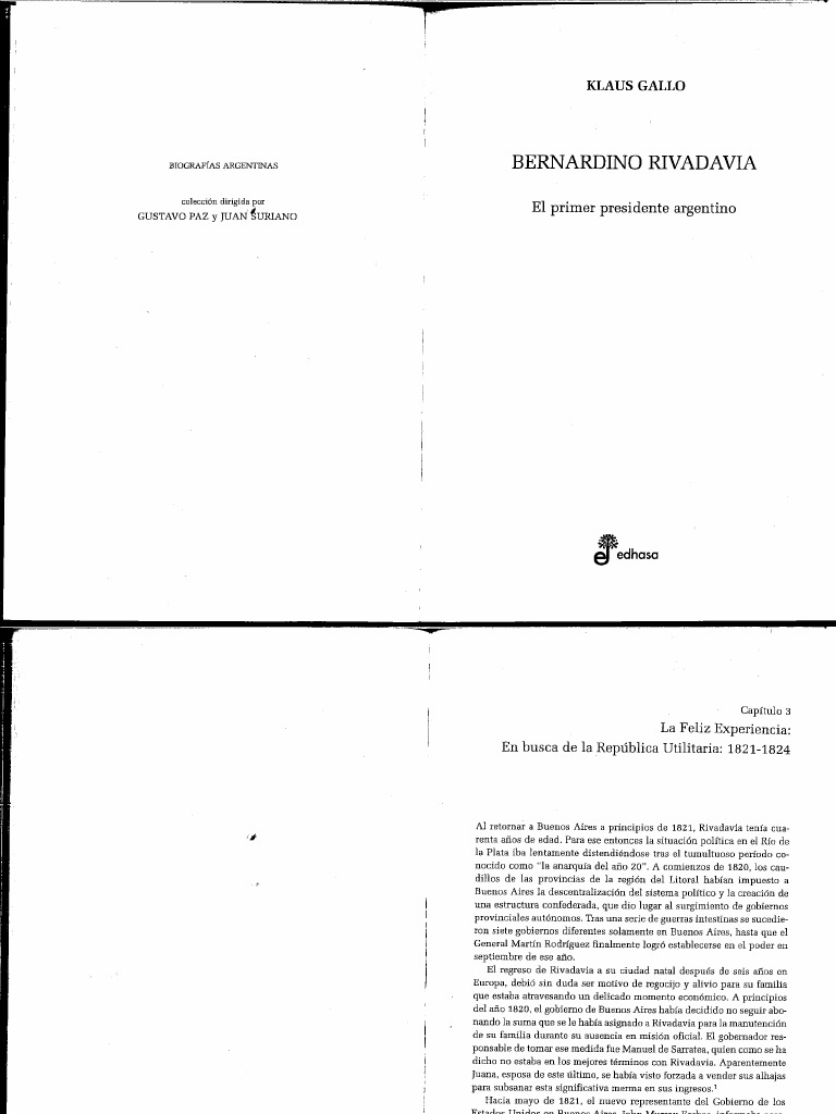 Gallo - Bernardino Rivadavia Caps. 3 y 4 | PDF