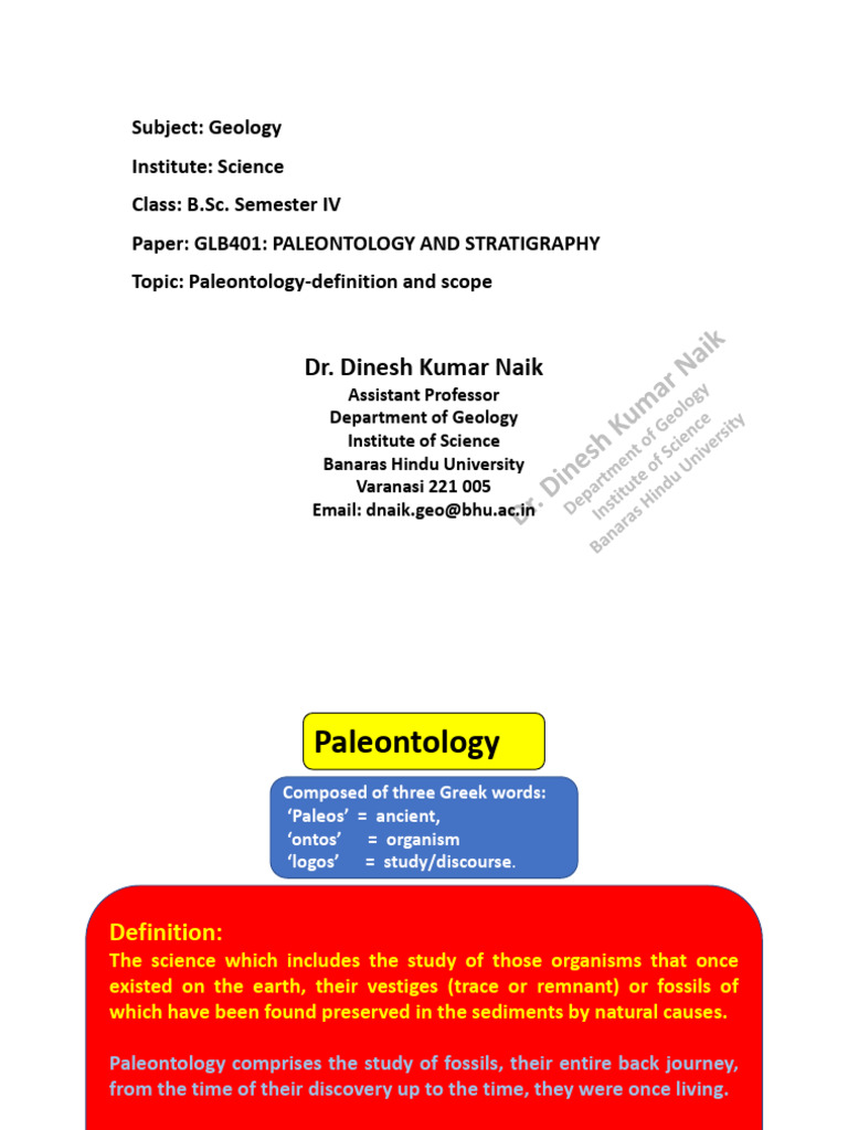 DKN 1 - Paleontology-Definition and Scope | PDF | Fossil | Paleontology