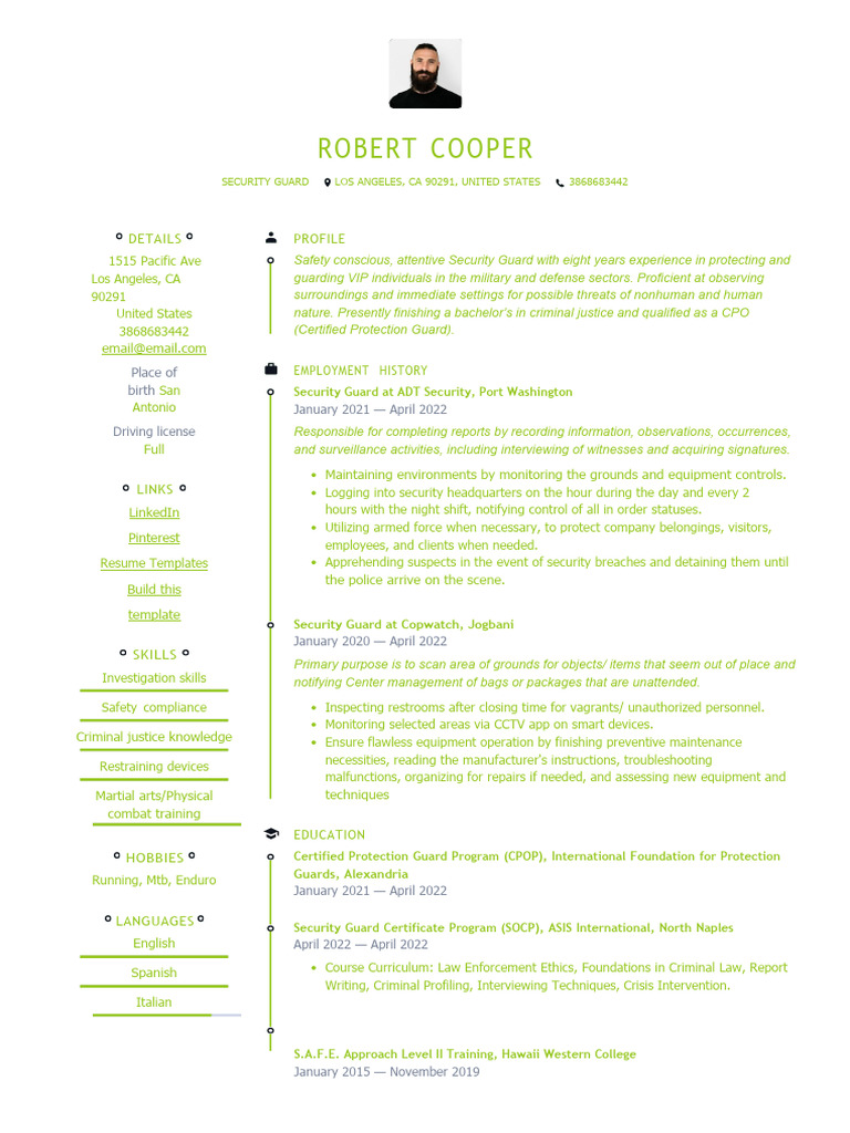 New York Resume Template Creative | PDF | Security Guard | Closed ...