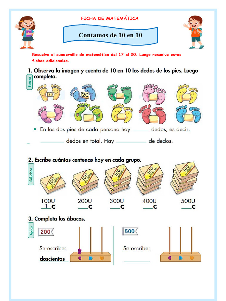 3° FICHA MART 9 MATE CONTAMOS DE 10 EN 10 | PDF