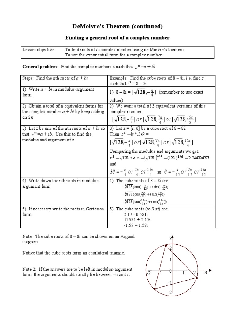 DeMoivre's Theorem Roots | PDF | Trigonometric Functions | Complex Number