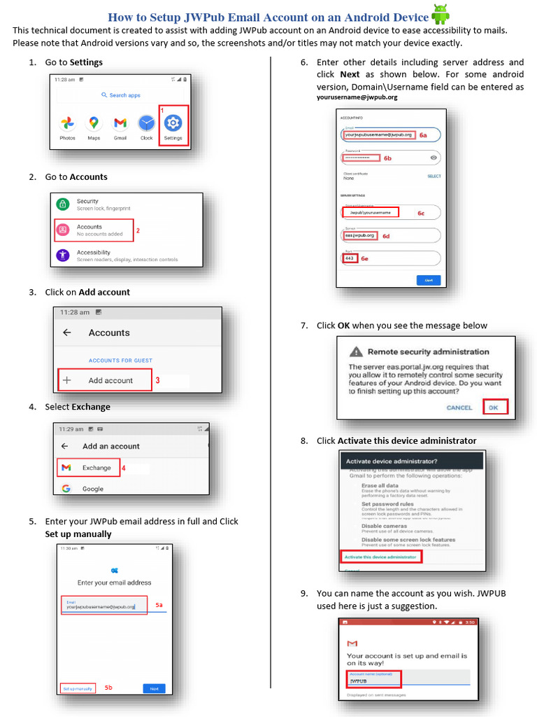 How To Setup JWPub Email Account On An Android Device | PDF | Career & Growth