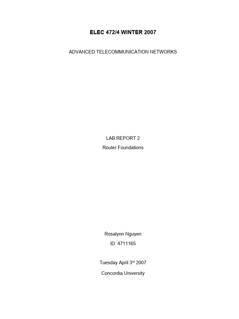 Elec 472 Lab Exp 2 | PDF | Router (Computing) | Information Technology