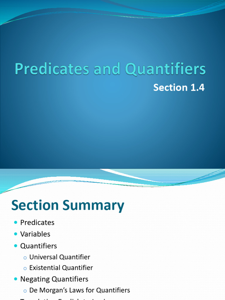 Section-1 4 | PDF | Logic | First Order Logic