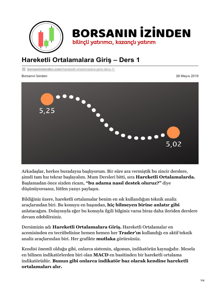 Hareketli Ortalamalara Giriş Ders 1 | PDF