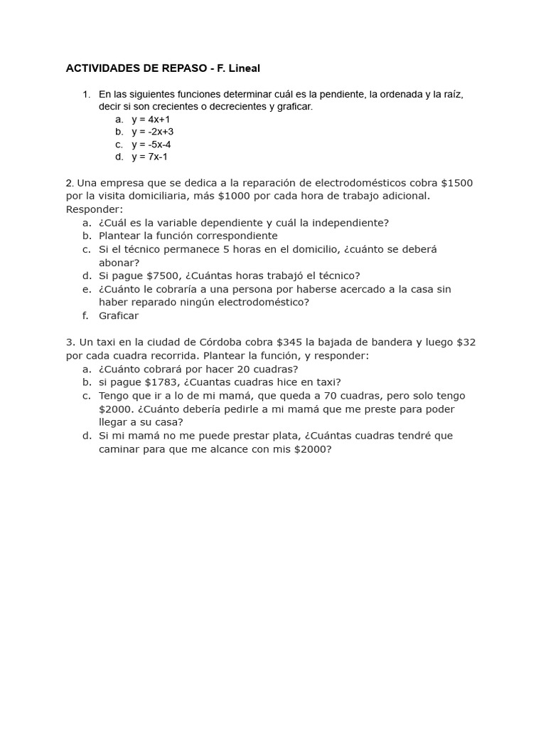 Actividades de Repaso - F | PDF