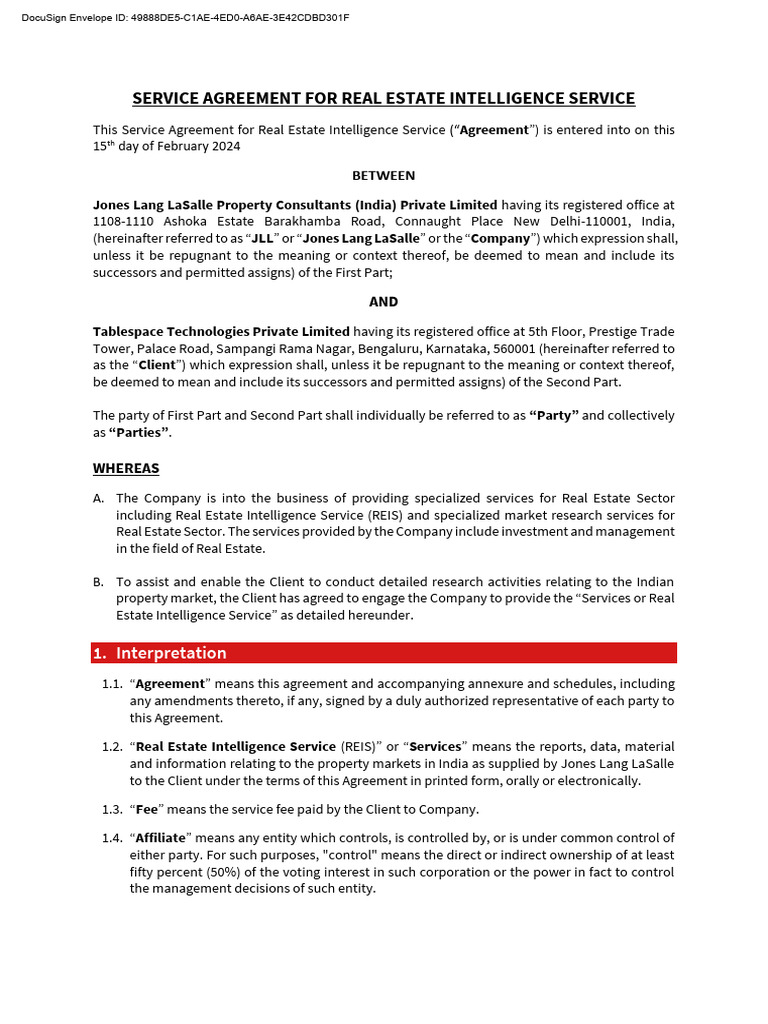 JLL Service Agreement 2024 -From Tablespace Technologies | Download ...