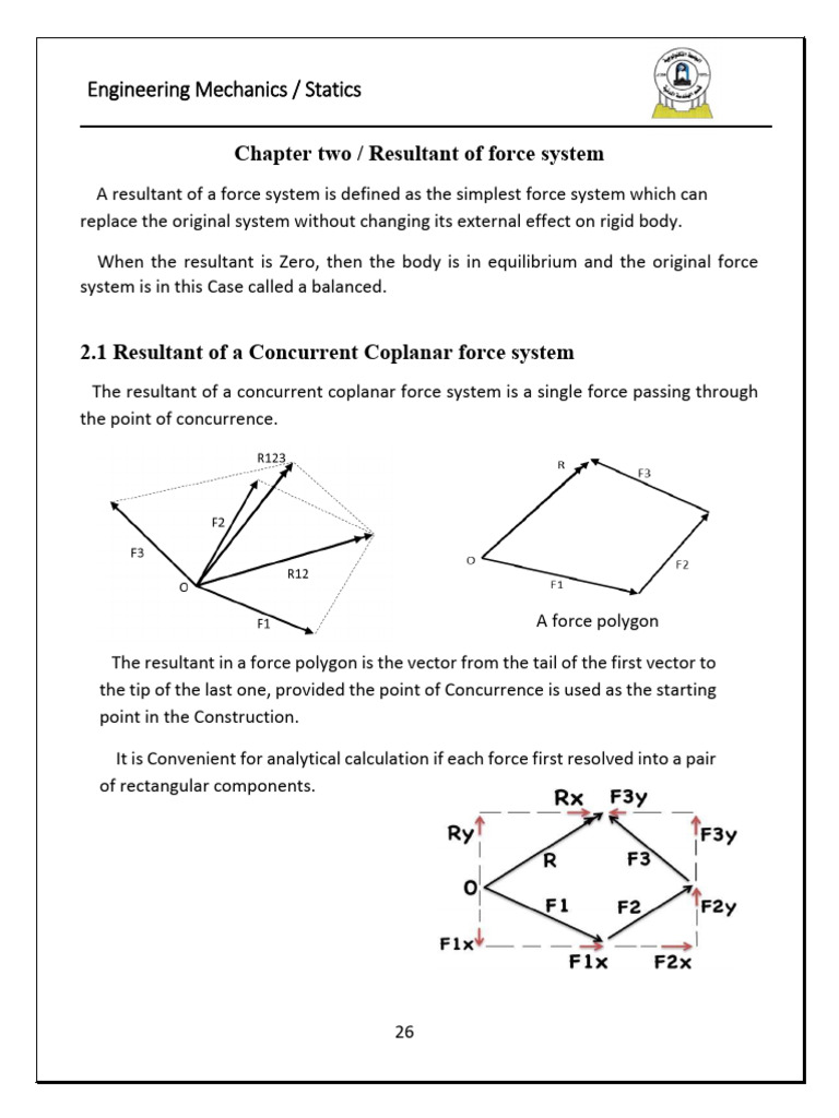 3eng. Mechanics - Chapter Two Resultant | PDF | Force | Euclidean Vector