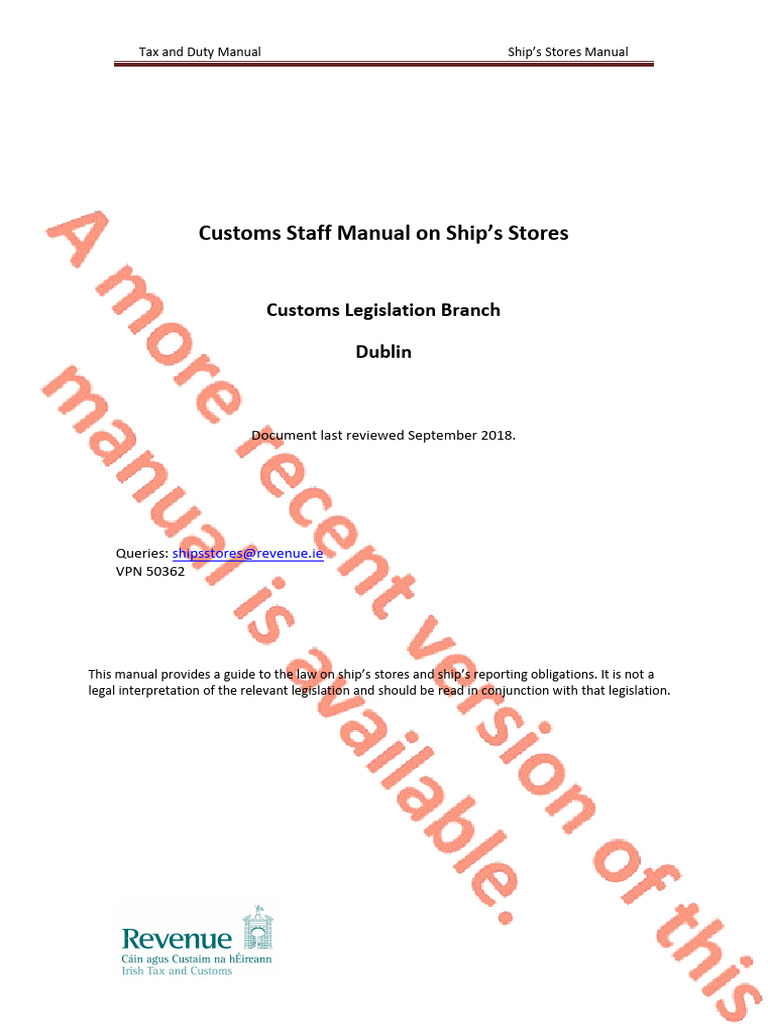 Ship's Stores Customs Manual | PDF | Customs | Value Added Tax