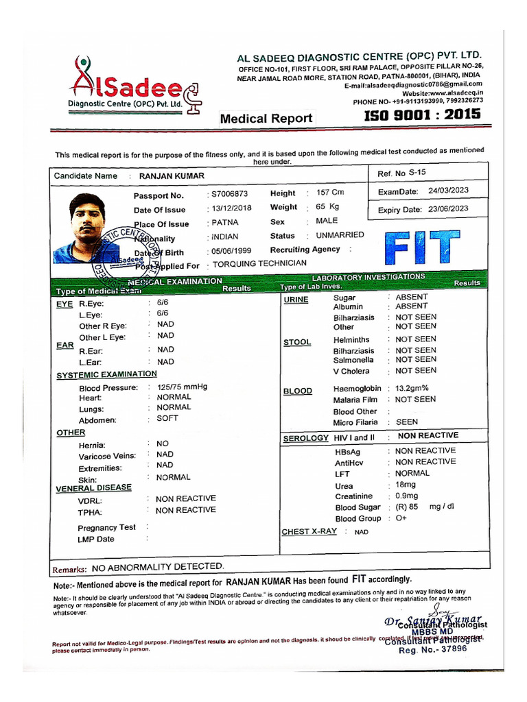 Ranjan Medical Report | PDF