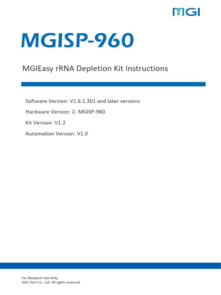 MGISP-960 MGIEasy rRNA Depletion Kit Instructions | PDF | Automation | Polymerase Chain Reaction